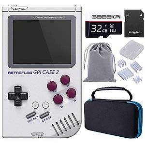 Retroflag GPi CASE 2 with Carrying Bag,32GB Card,Heatsinks for Raspberry Pi CM4, with 3.0” LCD and 4000mAh Li-on Rechargeable Battery