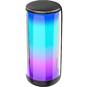 KNZ MOZARTO Glow S Bluetooth 5.3 Speaker with Dynamic RGB Lightshow, 10W, True Wireless Mode, AUX/microSD/USB Streaming, Built-in Microphone, USB-C Charging (Black)