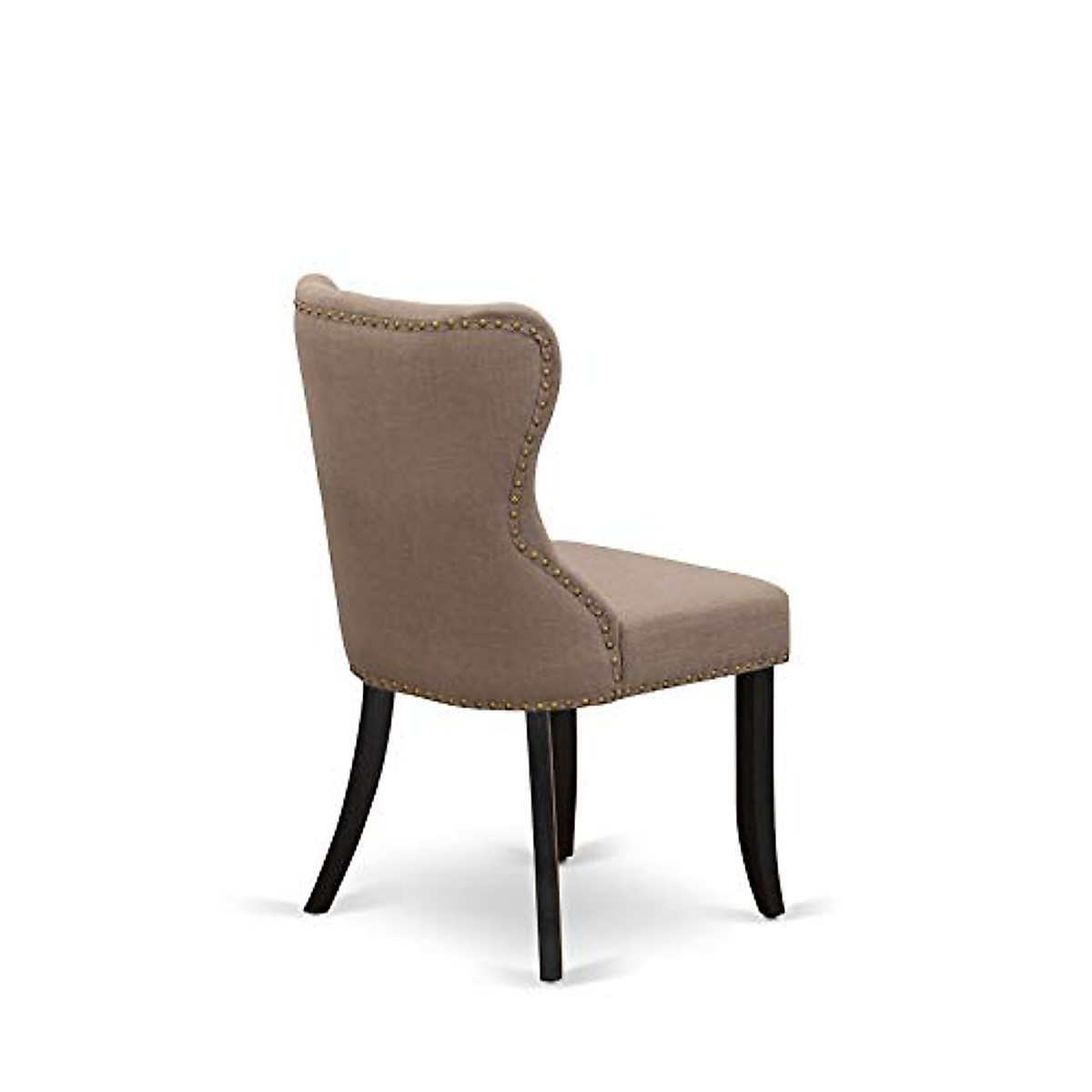 East West Furniture HBSI5-ABK-48 5 Piece Dining Room Furniture Set Includes a Round Dining Table with Pedestal and 4 Coffee Linen Fabric Upholstered Chairs, 42x42 Inch, Wirebrushed Black