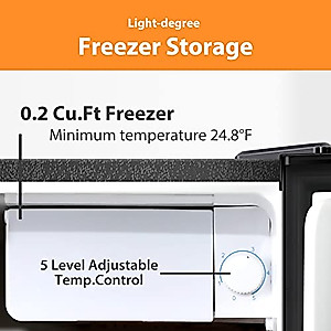 BANGSON Small Refrigerator, 1.6 Cu.Ft mini fridge with freezer, Adjustable Temperature and Leveling Leg, Reversible Single Door, Compact Refrigerator Dorm, Office, Bar and Outdoors