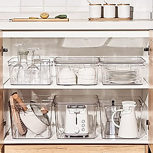 Angoily Plastic Storage Bin Tote Organizing Container with lid Fridge Storage Bin Stackable Storage Bins for Office Entryway Closet Cabinet Bedroom