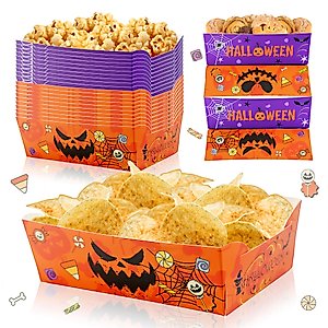 Halloween Snack Trays 36pcs Ghost Pumpkin Paper Food Trays Party Supplies for Hot Dog Popcorn Taco Snack Candy Food Container Trick or Treat Party Supplies…