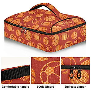 NFMILI Casserole Carrier for Hot Cold Ball Game Silhouette Print, Insulated Food Delivery Bag Reusable Warmer Carrier Bag with Inner Pocket Aesthetic Print 15.75×11.81×3.94 inch