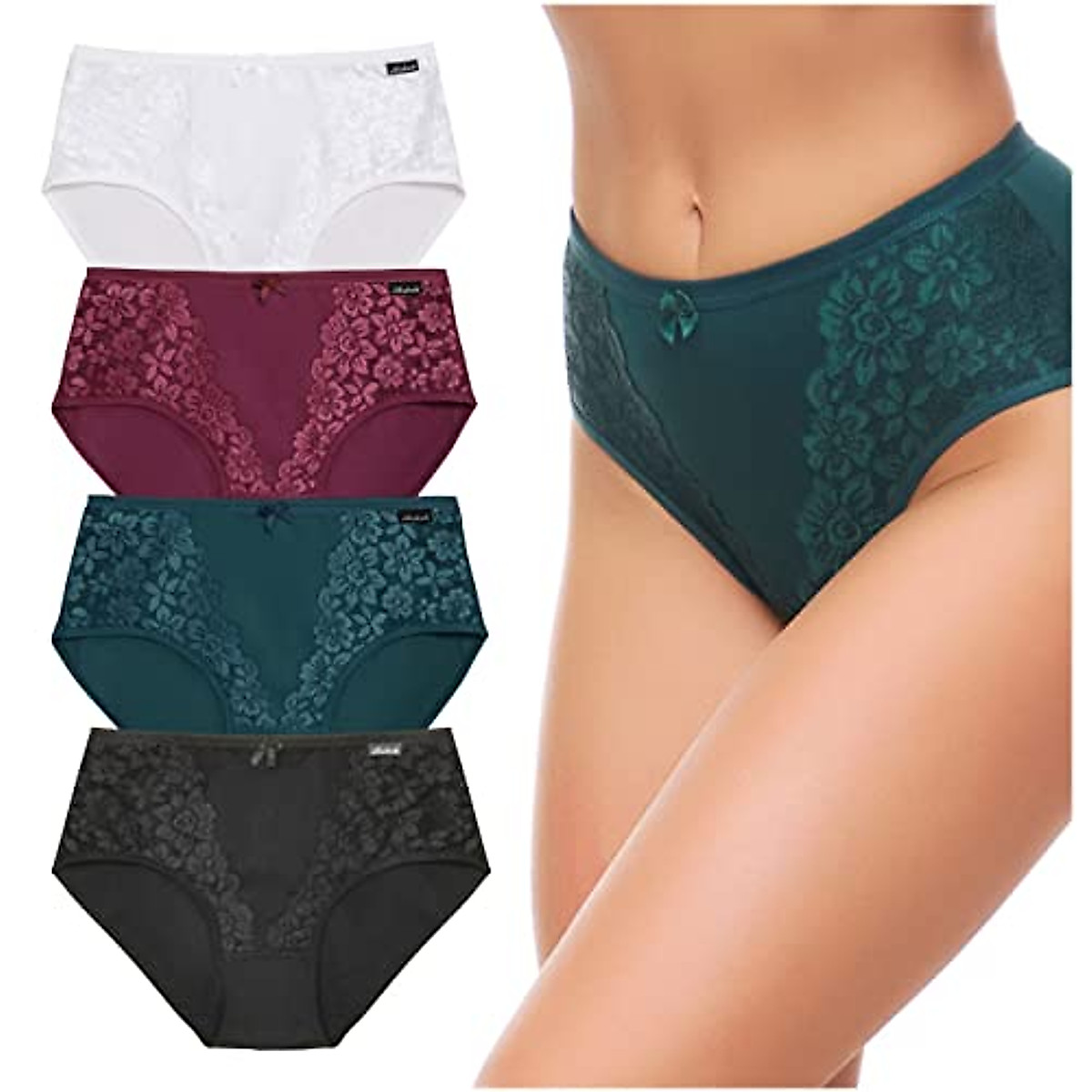EVERYWOMANKNOW Cotton underpants for women - Ladies panties - No show - Pack of 4 Cotton Panties M