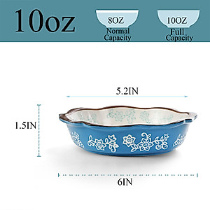 Cedilis 4 Pack Ceramic Mini Pie Pans, 6 inch Pot Pies Pan with Fluted Rims, 10oz Small Pie Dish for Baking Individual Quiche, Tarts, Fruit Pies, Microwave and Dishwasher Safe, 4 Color