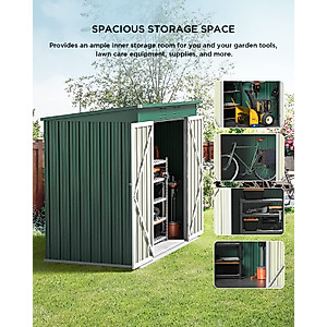 Bealife 6' x 4' Outdoor Storage Shed Clearance, Metal Outdoor Storage Cabinet with Double Lockable Doors, Waterproof Tool Shed, Backyard Shed for Garden, Patio, Lawn (Green)