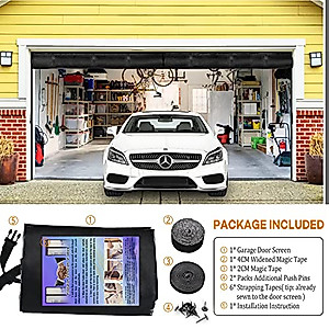 Magnetic Screen Door Fits Doors Up to 38" X 82" and Garage Screen Doors for 2 Car Garage - 16x7 ft