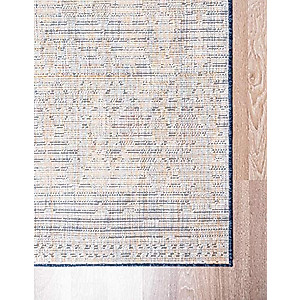 Unique Loom Morocco Collection Abstract Border, Diamond, Bohemian Area Rug (9' 0 x 12' 0 Rectangular, Multi/ Blue)