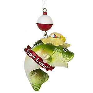 Drop a Line Big Mouth Bass Fish Christmas Tree Ornament