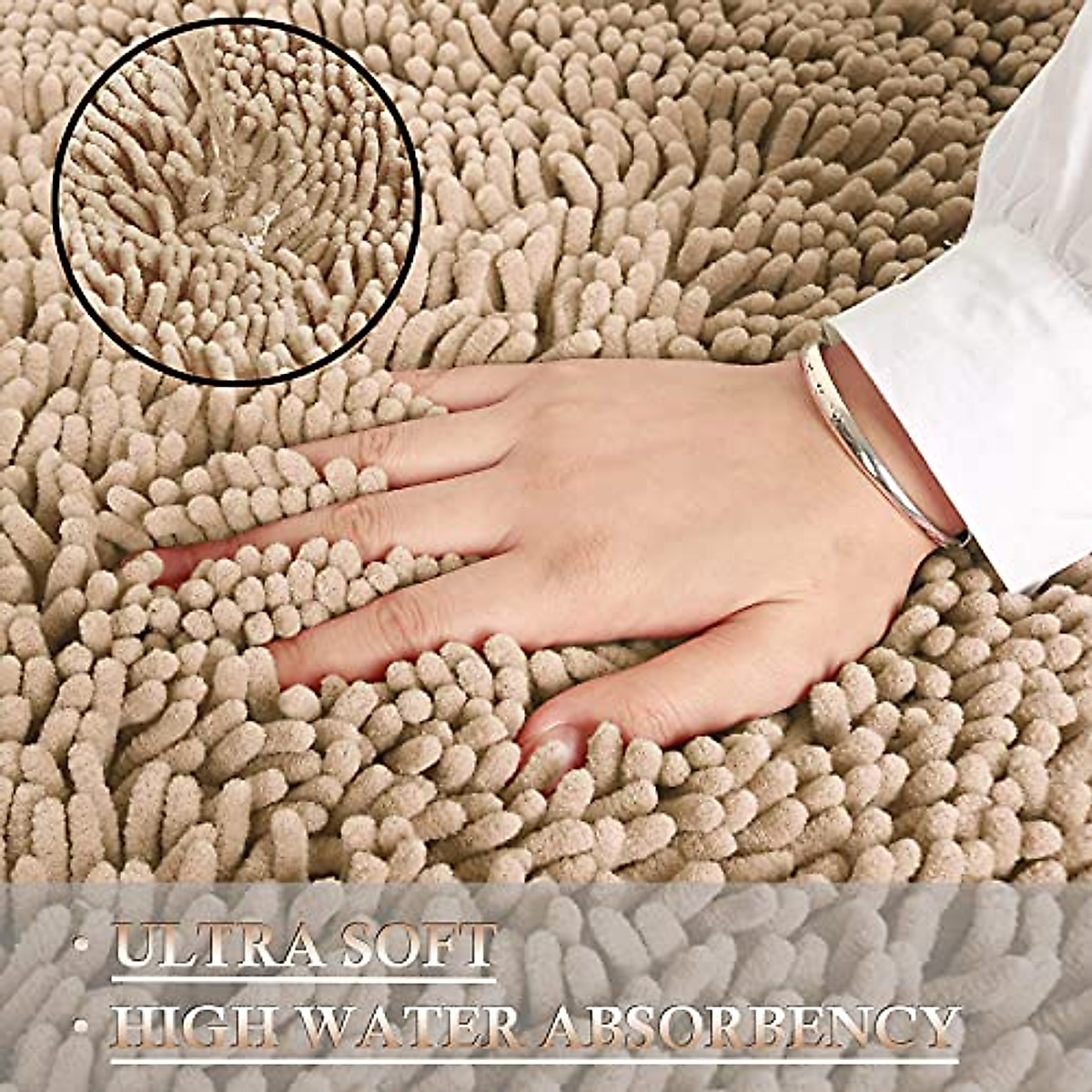 RUN HELIX Bathroom Rugs Sets 3 Piece, Bath Rugs for Bathroom, Bath Mats, Bathroom Sets,Extra Soft and Absorbent Shaggy Rugs, Machine Washable Bath Mat Set for Tub, Shower, and Bathroom, Beige