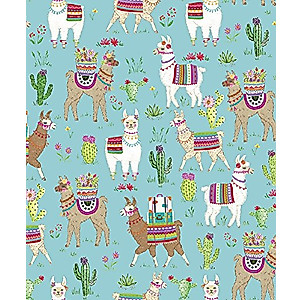 Party Explosions Gift Wrap - Happy Llama Wrapping Paper Roll (24" W x 15' L)