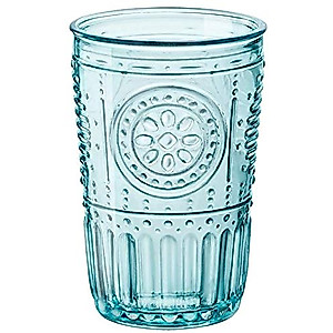 Bormioli Rocco Romantic Cooler Glass, Set of 4, 4 Count (Pack of 1), Light Blue