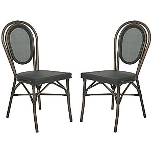 Safavieh Outdoor Living Collection Ebsen Wicker Side Chairs, Black, Set of 2