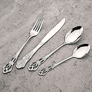 JANKNG Mirror Polished Silver Silverware Set, 24-Piece 18/10 Stainless Steel Shiny Finish Flatware Set Service for 6, Kitchen Utensil Set, Tableware Cutlery Set for Home and Restaurant Dishwasher Safe