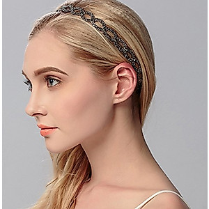 Merroyal Fashion Rhinestones Headband Crown For First Communion, Wedding, Pageant (Black)