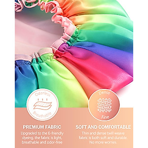 mikimini Shower Cap for Women Long Hair, 2 Pack,Double Layer Waterproof, X-Large, Reusable, Washable, No Smell, Rainbow Fashion Shower Cap