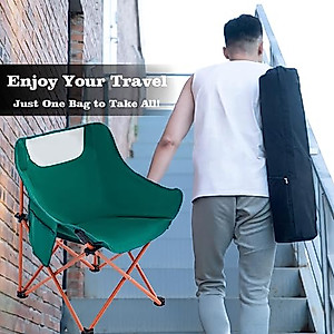 Kvittra Portable Camping Chair, Breathable Cushion Construction 2 Side Pockets Aluminum Frame Camp Chair with Carry Bag Compact and Lightweight Folding Chair for Backpacking and Camping