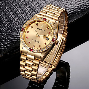 Reginald Watches for Men Hands Sapphire Full Gold Stainless Steel Quartz Dial Unisex Watch (Gold)