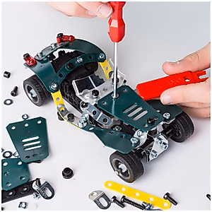 Meccano by Erector 5 in 1 Roadster Pull Back Car Building Kit, STEM Engineering Education Toy for Ages 8 and up