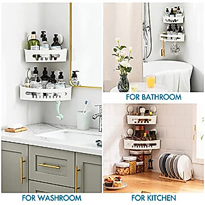 TAILI Suction Corner Shower Caddy 2 Pack, Bathroom Shower Shelf Storage Basket Wall Mounted Organizer for Shampoo, Conditioner, Plastic Shower Rack for Kitchen & Bathroom, Drill-Free Removable