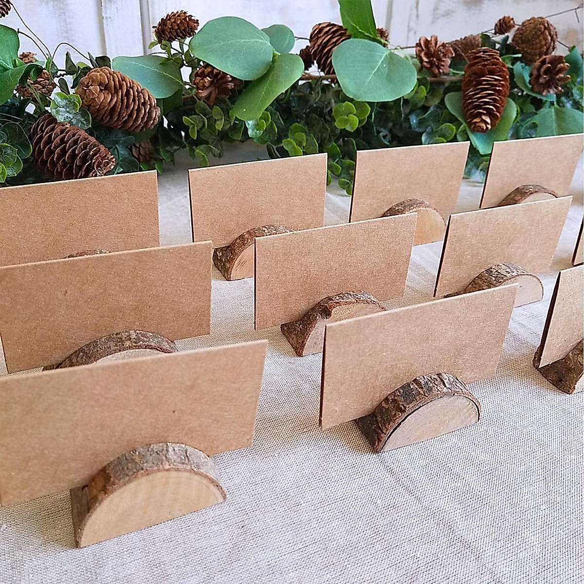 esowemsn 5pcs Rustic Wood Card Holders Table Numbers Holder Stand Wooden Memo Holder Card Photo Picture Note Clip Holders for Wedding Parties