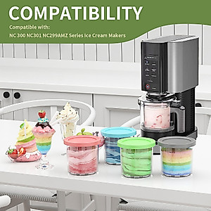 Containers Replacement for Ninja Creami Deluxe Pints and Lids - 4 Pack,16oz Creamy Ice Cream Cups Jars Canisters Set Compatible with NC299AMZ & NC300s Series Ice Cream Maker-Airtight Dishwasher Safe