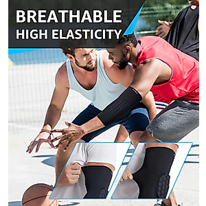 HiRui Elbow Pads, Basketball Baseball Elbow Brace Elbow Support Arm Compression Sleeve Collision Avoidance Elbow Pad for Volleyball Cycling Football Work Out, Women&Men(1Pair) (Black, XL)