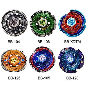 Gyros 6 Pack Bey Burst Battling Tops Metal Fusion Starter Set with Stickers Two Launchers