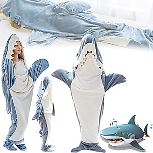 Shark Blanket - Shark Blanket Hoodie Adult,Wearable Shark Blanket Adult or Shark Sleeping Bag,Super Soft Cozy Flannel (XXXL)