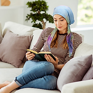 Sintege 4 Pcs Women Head Scarf Pre Tied Chemo Caps Slip on Turban Headwear Cancer Head Wraps Beanie Hat Bandana(Tie Dye Style)