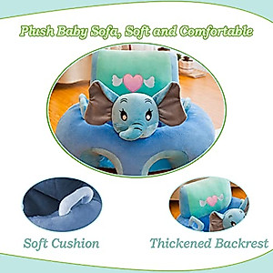 AIPINQI Baby Support Sofa, Infant Sitting Chair Safe Baby Sofa Chair Baby Sit Up Chair Back Head Protect Seat Learn to Sit Chair for Toddlers 3-24 Month Baby Floor Plush Lounger (Elephant)
