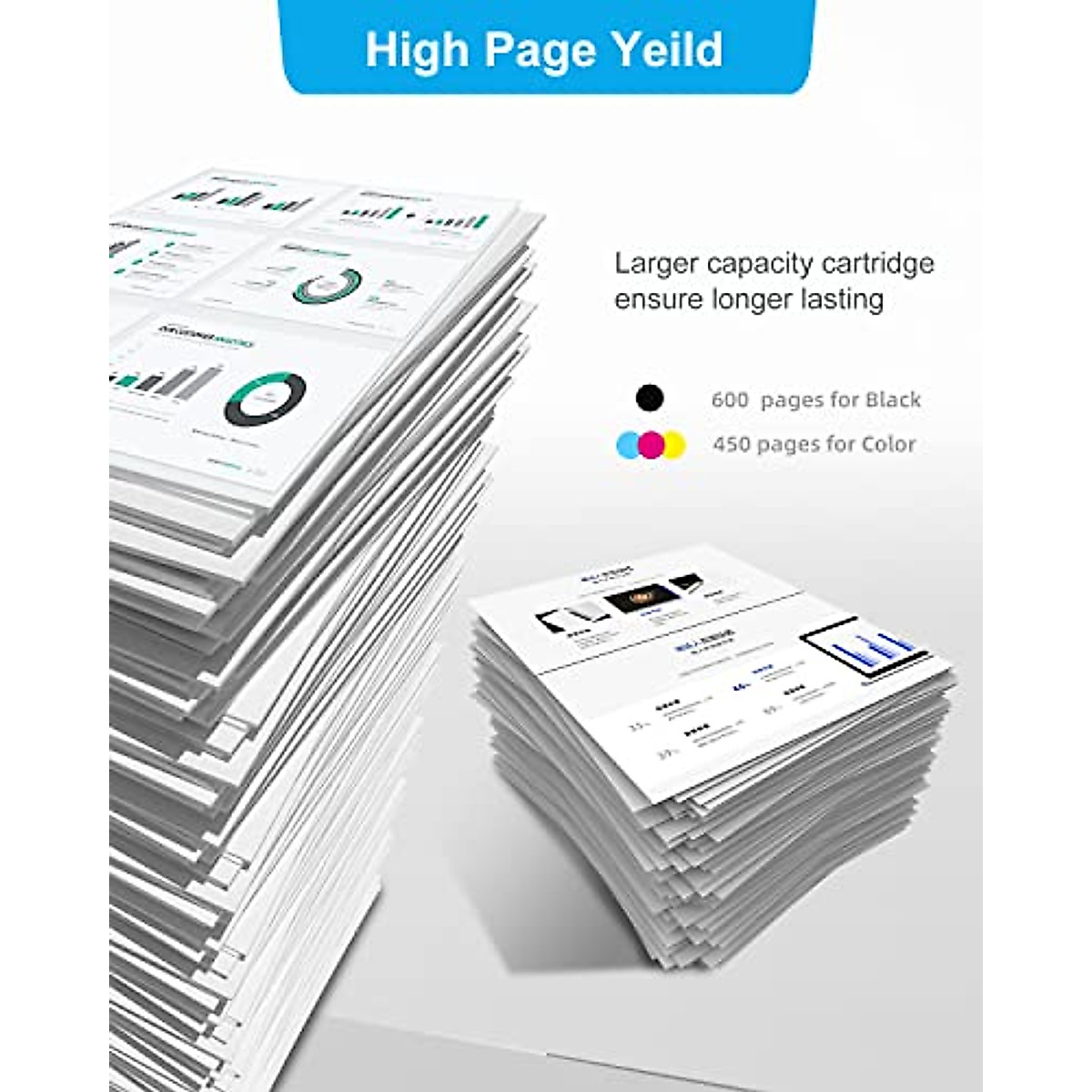 62XL Ink Cartridges Black and Color Replacement for HP 62XL Ink Cartridges Combo Pack, Remanufactured for HP Ink 62 Works with HP Envy 7645 7640 5660 5540 5642 and HP OfficeJet 200 250 5740 (2 Packs)
