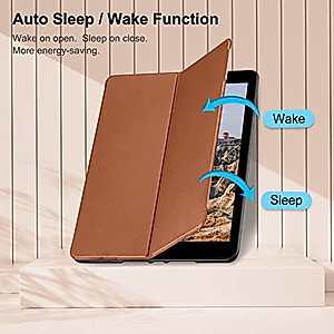 Case for iPad 9th / 8th / 7th Gen Case (2021/2020/2019) 10.2 Inch - Premium Leather Business Edition with Built-in Apple Pencil Holder - Auto Wake/Sleep - Orange