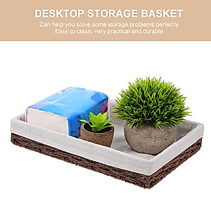 STOBAZA Wicker Storage Baskets, Hand Woven Paper Rope Wicker Baskets, Small Rectangular Wicker Baskets for Organisation, Cube Organiser for Closet/Clothes/Dresser