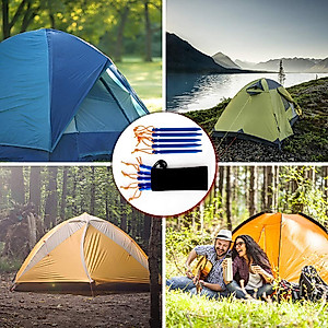 Tent Stake Pegs Pack of 10 with 44m Reflective Lines Ropes and 4 Line Cord Adjuster Stakes for Camping Hiking (Blue)