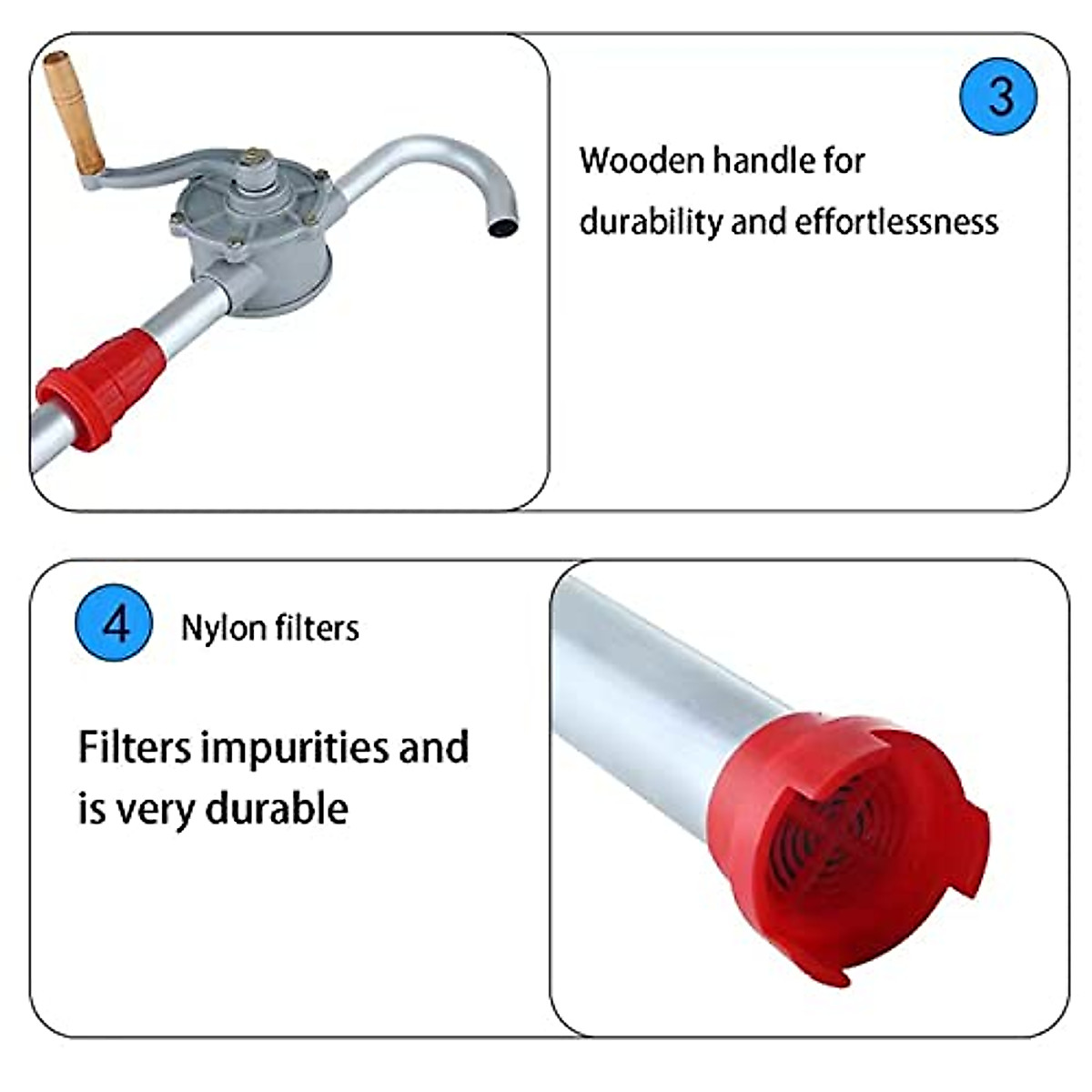 Hand Diesel Transfer Pump,55 gallon drum pump, Aluminum alloy corrosion resistant,hand pump- Fits 5 to 55 Gallon Drums