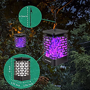 99LEDs Solar Lantern Purple, AOUNQ Upgraded Flickering Flame Hanging Solar Lantern Solar Lights Outdoor Waterproof, Solar Hanging Lanterns Outdoor Halloween Decorations for Patio,Garden,Yard (2Pack)