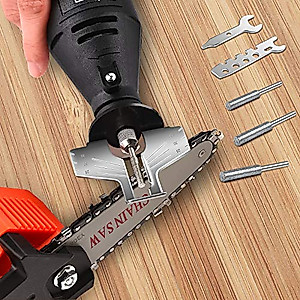 Chainsaw Sharpener Kit - GOXAWEE 140W Power Chain Saw Sharpen Tool Set, Electric Blade Sharpening File Comes with 6pcs Diamond Sharpening Wheels, Angle Guide Attachment for Lumberjack & Garden Worker