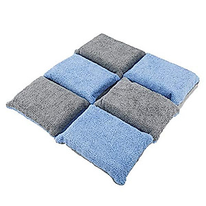 AuInLand 12 Packs Microfiber Car Applicator Sponge, Foam Waxing Pad, Blue & Grey