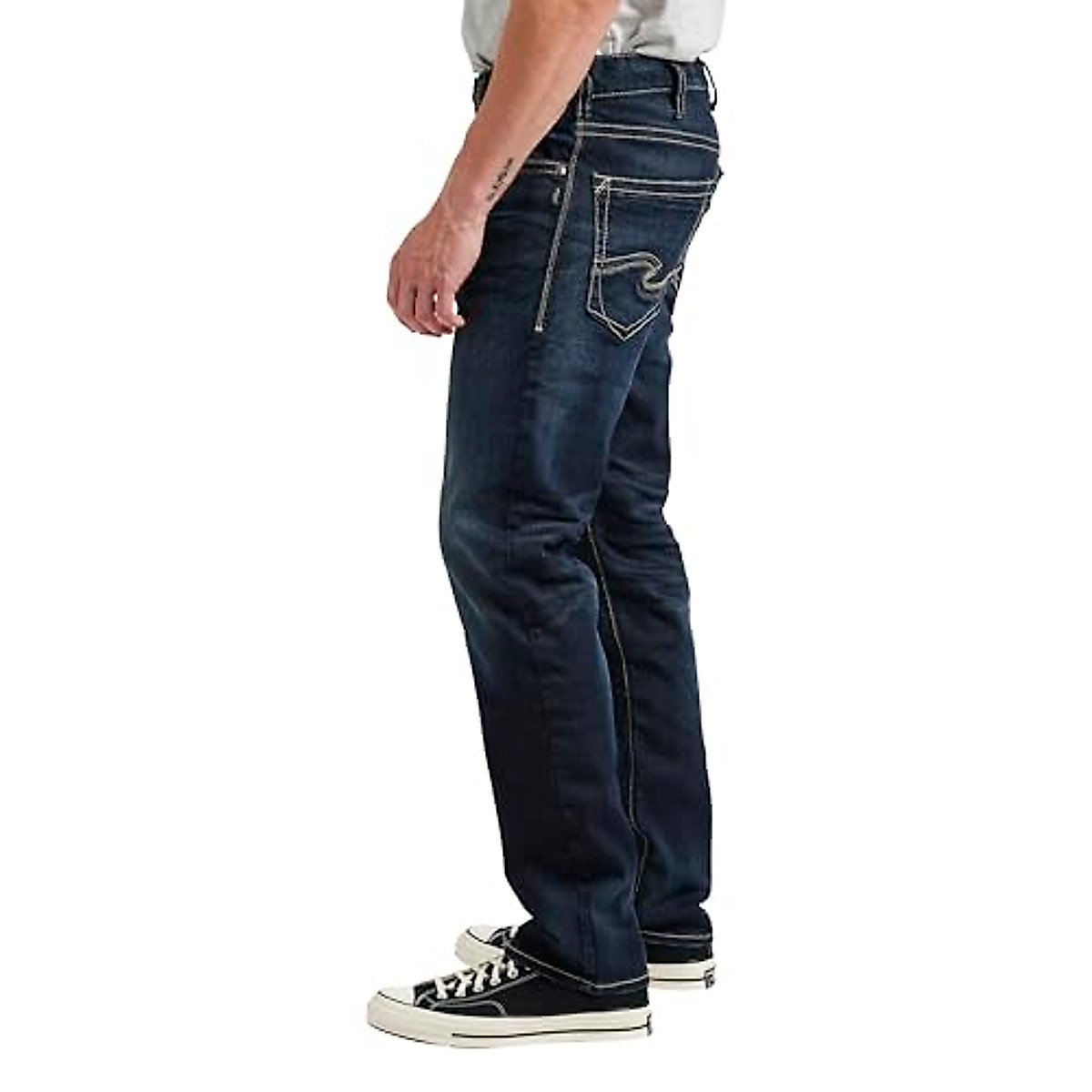 Silver Jeans Co. Men's Eddie Athletic Fit Tapered Leg Jeans, Rinse Wash, 36W x 30L