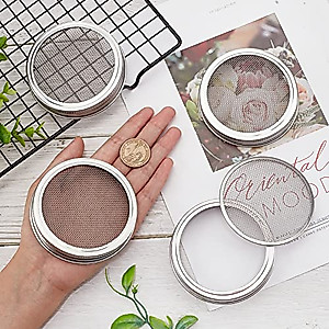 GORGECRAFT 4 Sets Sprouting Jar Lids 304 Stainless Steel Mesh Lid Growing Alfalfa Sprout Seeds Salad Strainer Lids Kit for Wide Mouth Mason Jars Canning Jar