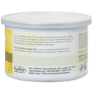 Too Naked Hair Removal Zinc Oxide Wax for Sensitive Skin, Extra Creamy, Non-Transparent Salon Wax, Fragrance-Free, 14 oz.