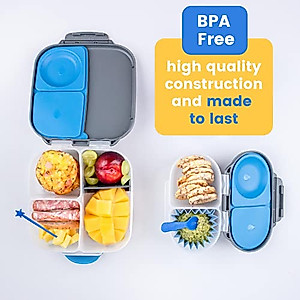 Kids Bento Lunch Box Blue Accessories Kit, BPA FREE with Lifetime Replacement Guarantee, 18 Piece Set includes Food Picks, Wrap Bands, Forks and Spoons, reusable Silicone Cups