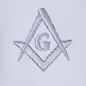 Freemasons Masonic White Leather Gloves with SC&G in Silver Embroidered.Size XX-Large