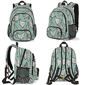 TropicalLife Abstract Chicken School Backpack for Men Women, Laptop Backpack Bookbag for Students College Business Travel with Chest Strap 16.7 Inch