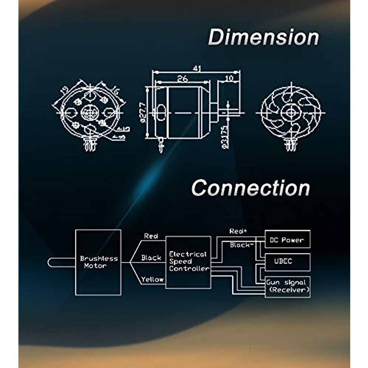 FLASH HOBBY 2826 RC Brushless Motor 1400KV Electric Outrunner Motor for RC Aircraft Plane Multicopter Drone Fixed Wing Helicopter