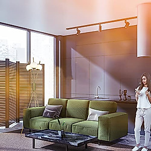 paugeory Hotel Floor Lamp-3 Lights Floor Lamps for Living Room, Modern Tripod Standing Lamp Gold Plating, 28w Flexible Warm Light and Off-White Glass Lampshade, Bedroom Office Hallway (with Bulb)