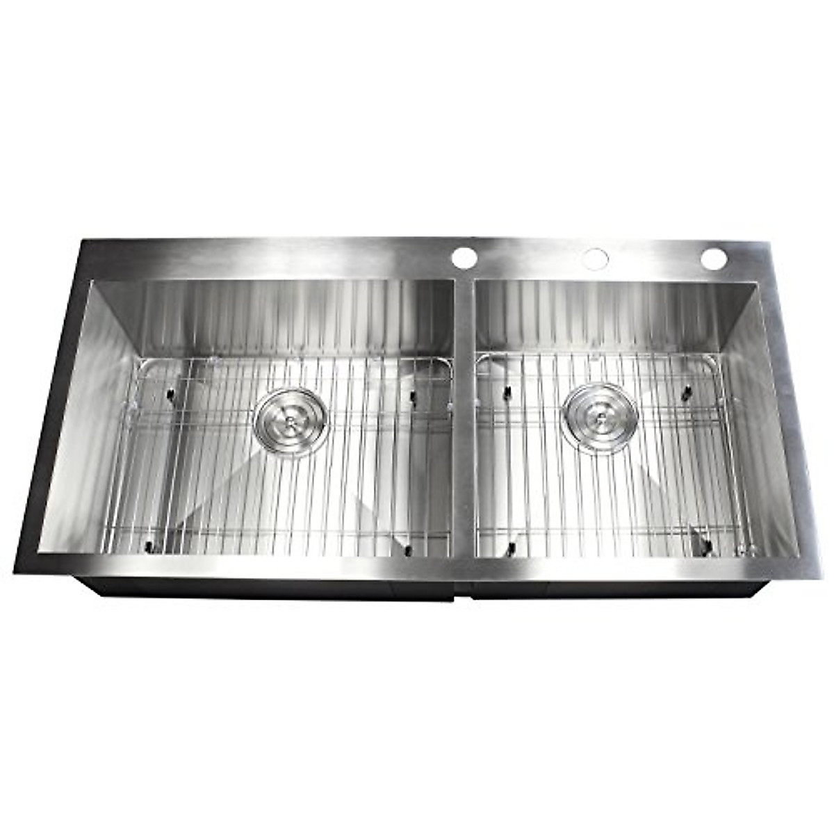 43 INCH (6040) Zero Radius Design 16 Gauge Topmount Drop In Over the Counter Large Double Bowl 5050 Stainless Steel Kitchen Sink Premium Package 43 INCH (6040) KKR-FT4321-6040