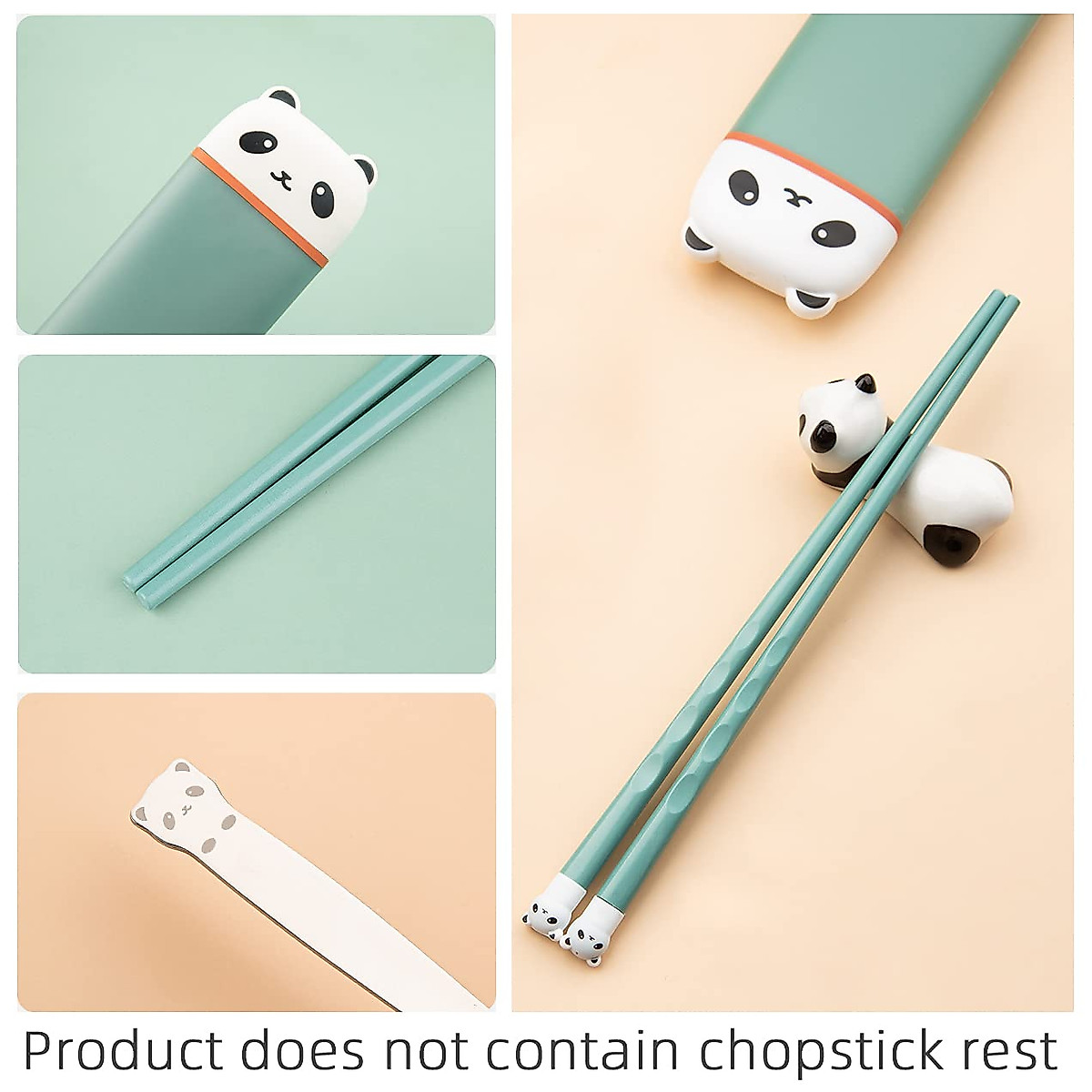 JinZu Portable Chopsticks Flatware Set, Silicone Lightweight Chopstick and Stainless Steel Spoon with Case, Reusable Portable Utensil for Camping,Traveling (Green)