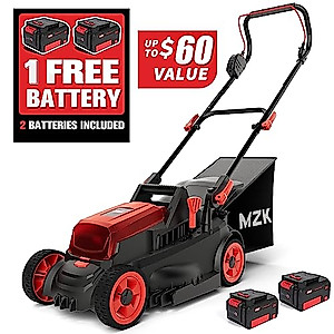 MZK 20V 13'' Brushless Cordless Push Lawn Mower, 4-Position Mowing Height Adjustment w/Removeable 7-Gallon Collection Bag(2 x 4Ah Batteries and Fast Charger Included)